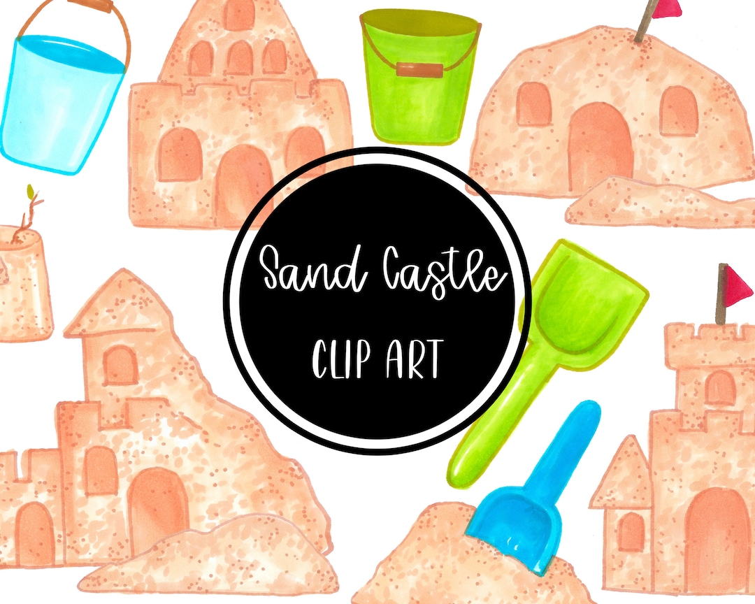 Sand Castle Clip Art Watercolor Handpainted Digital Clipart Summer ...