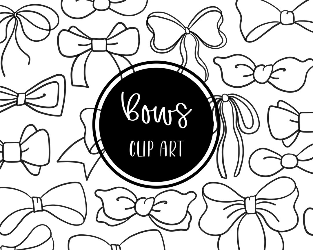 Bows Hand Drawn Doodle Digital Clipart Clip Art Diy Elements Bow ...