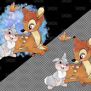Bambi and Thumper Rabbit Cute Clip Art PNG, Cartoon Clipart Sublimation ...