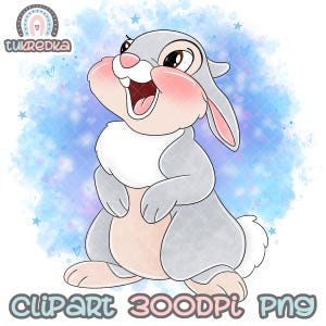 Thumper Rabbit Cute Clip Art PNG, Cartoon Bambi Clipart Sublimation PNG ...