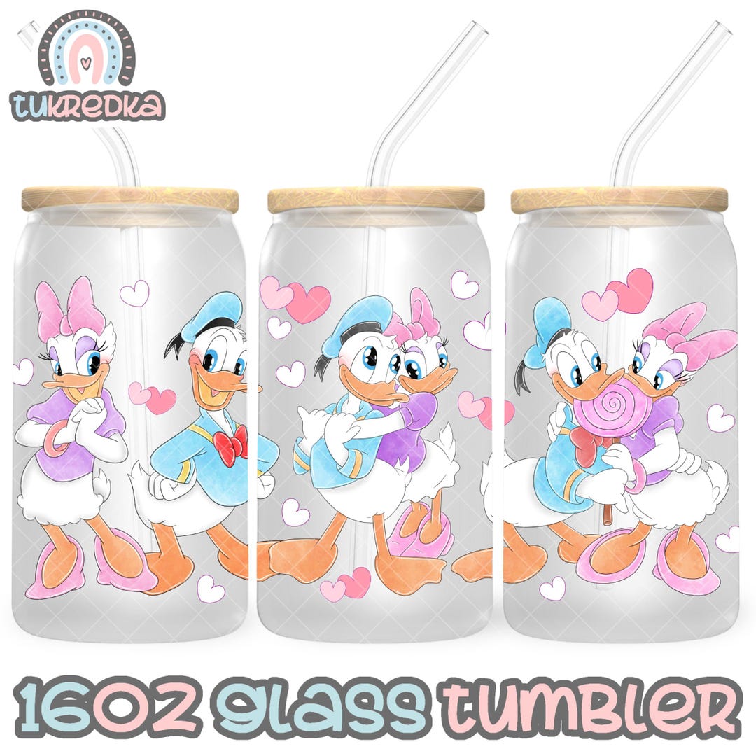 Donald Duck Daisy Cup PNG File DIGITAL DOWNLOAD 16oz Glass Tumbler ...