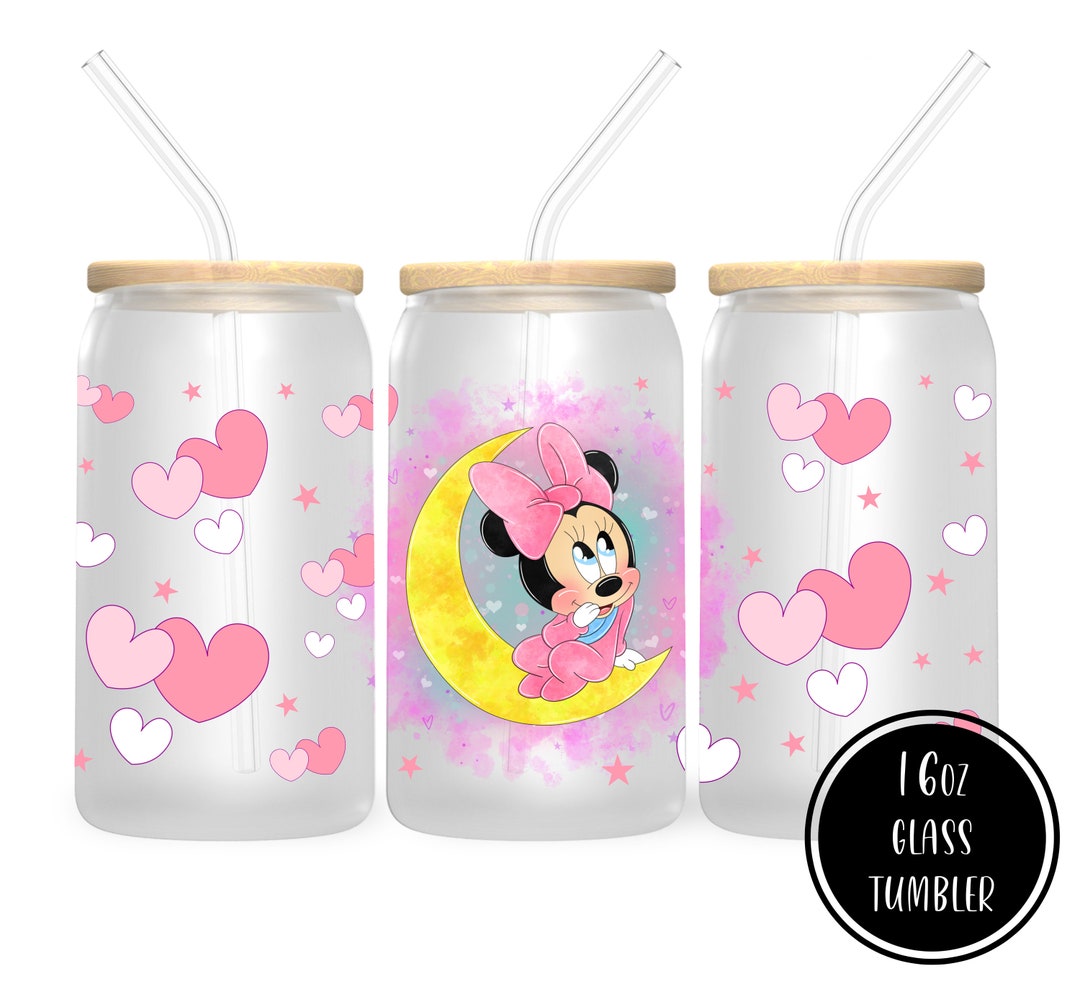 Baby Minnie Mouse Cup PNG File DIGITAL DOWNLOAD 16oz Glass Tumbler ...