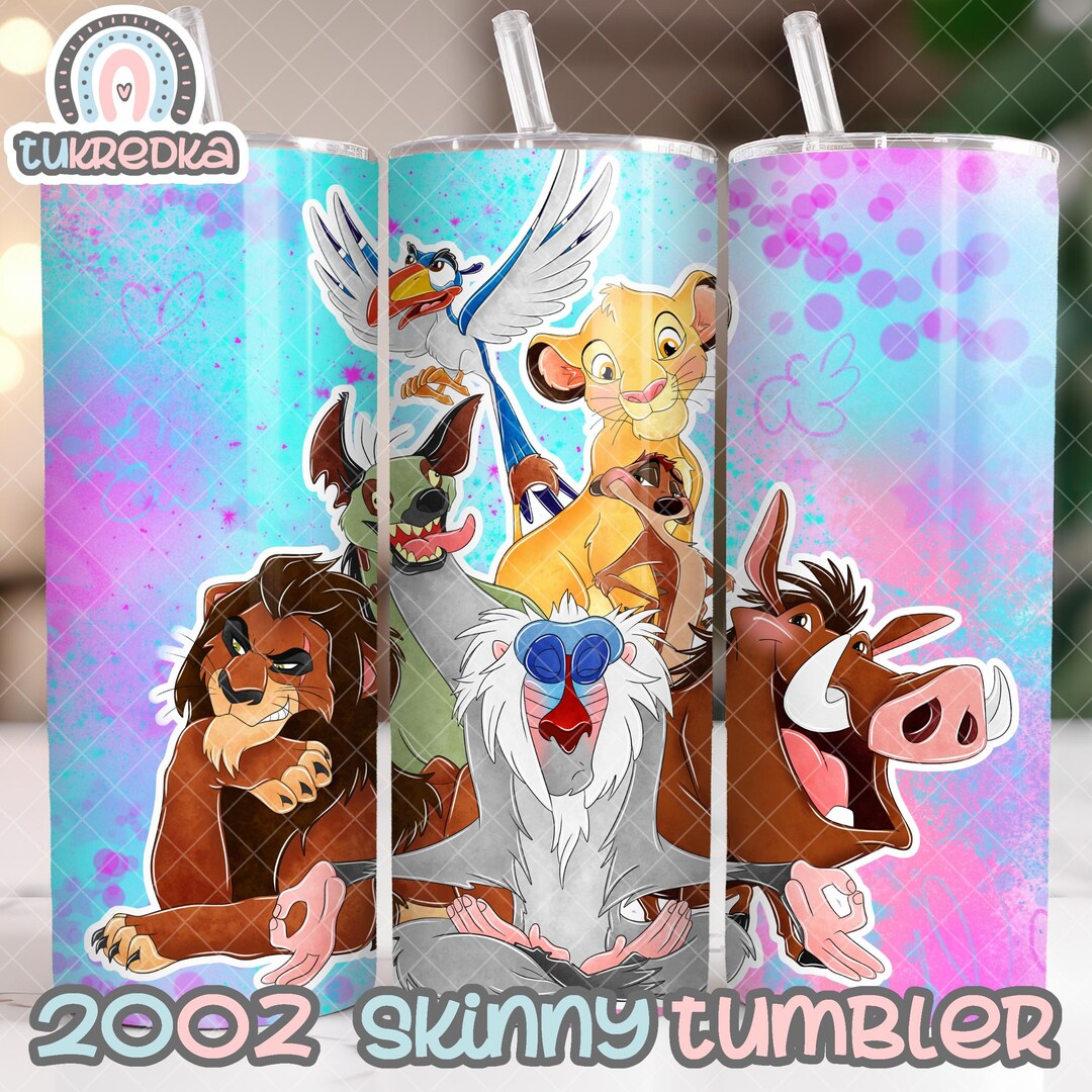 Lion King Simba Pumba Timon 20oz Skinny Tumbler Wrap, Straight Tumbler ...