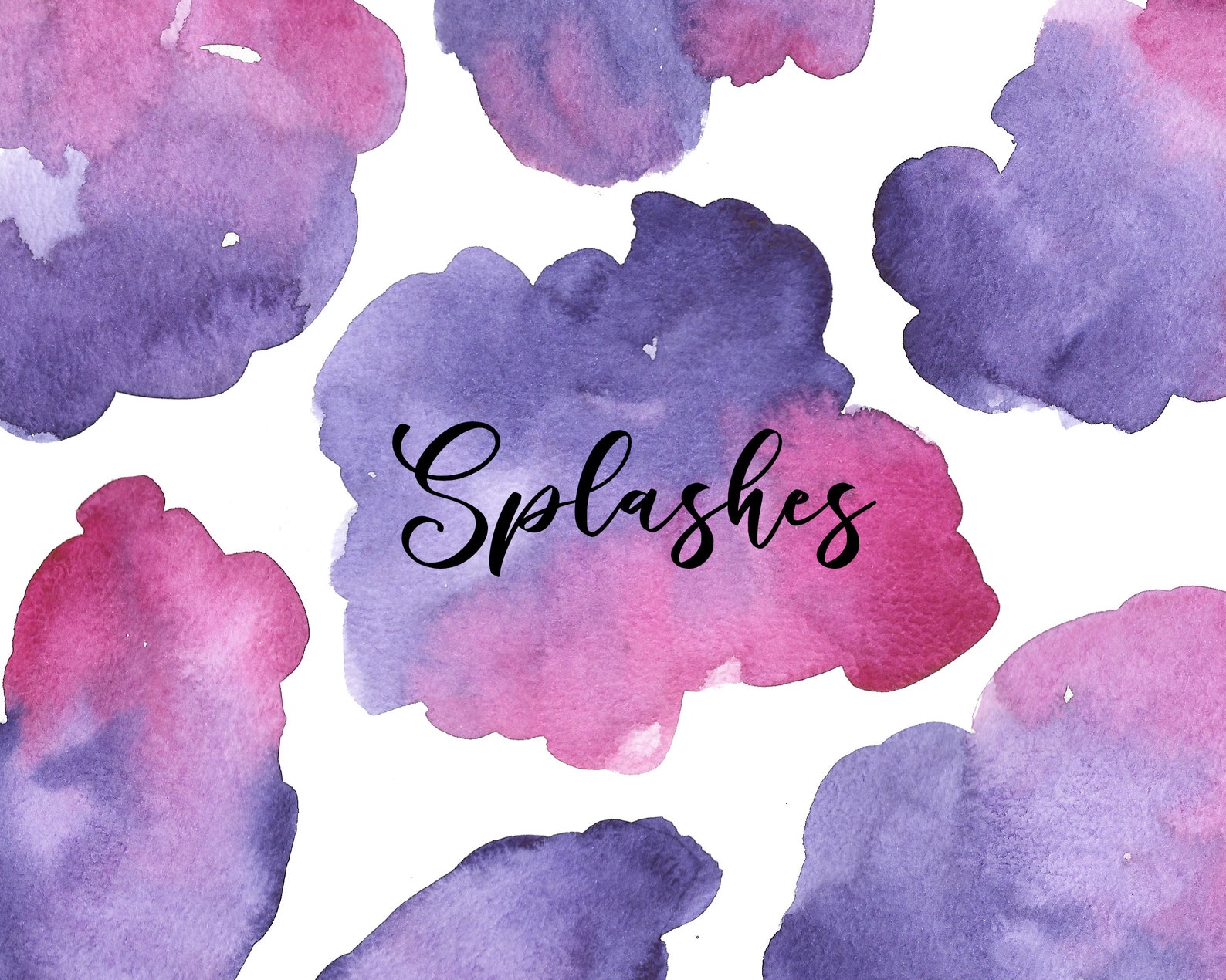 Splash Splotches Watercolor Handpainted Digital Clipart Pink - Etsy