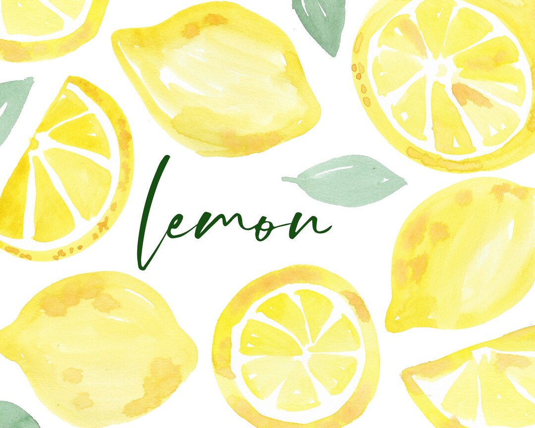 Lemon Watercolor Handpainted Digital Clipart Citrus Vegetables - Etsy