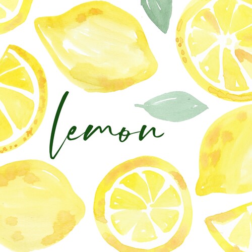 Lemon Watercolor Handpainted Digital Clipart Citrus Vegetables - Etsy