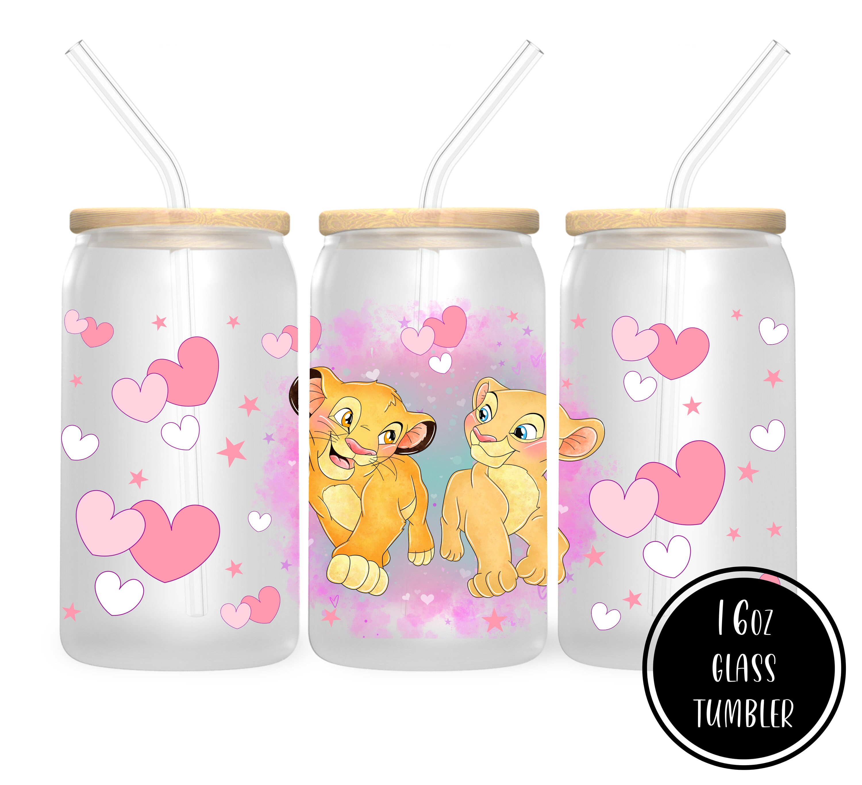 Lion King Simba Cup PNG File DIGITAL DOWNLOAD 16oz Glass Tumbler Design ...