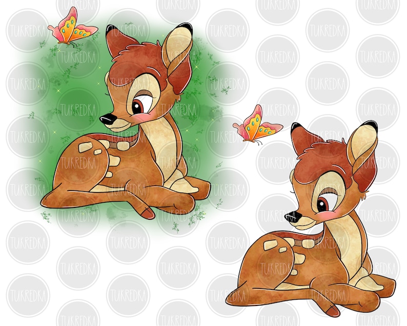 Bambi Cute Clip Art PNG Cartoon Clipart Sublimation PNG - Etsy