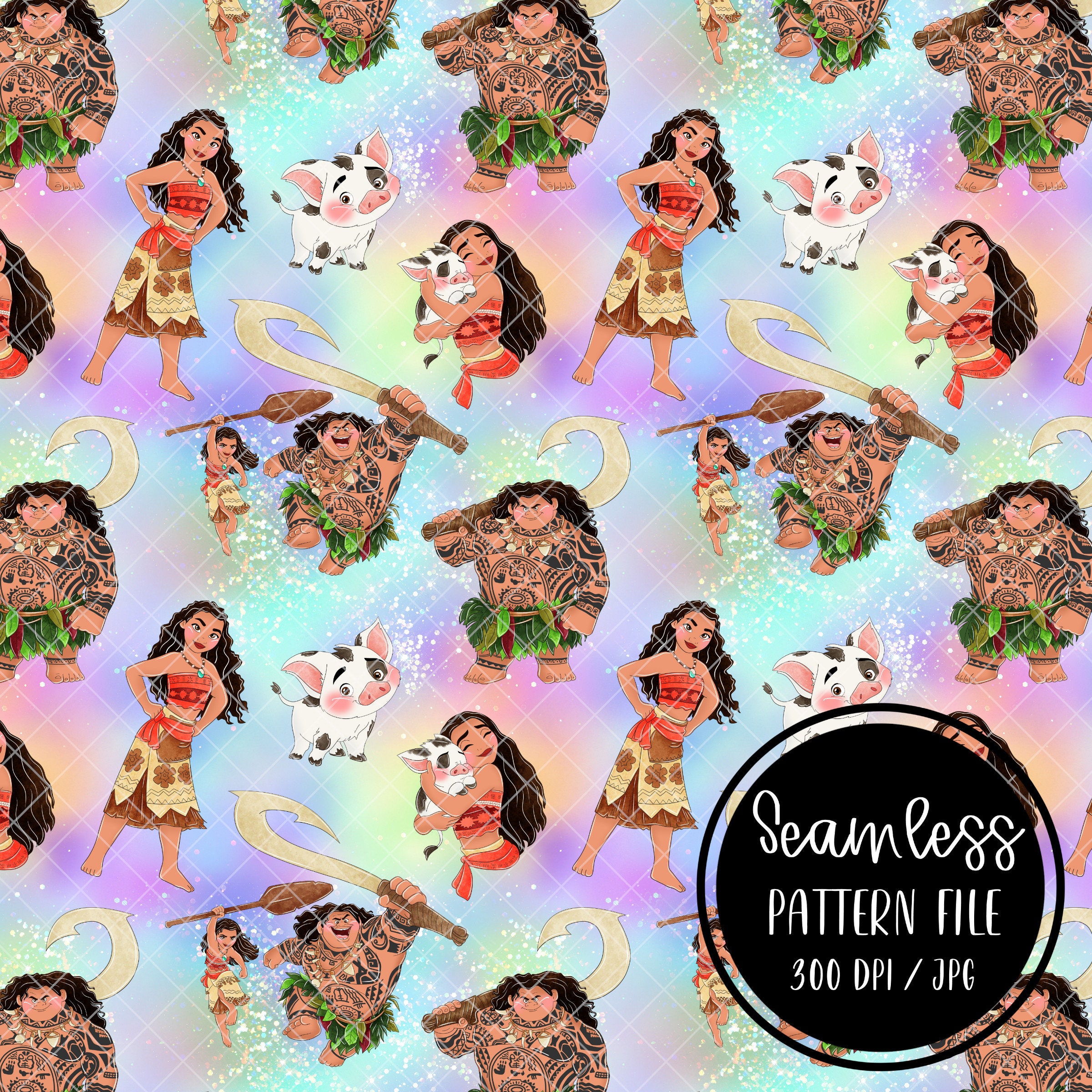 Princess Moana Seamless Pattern, Digital Paper Background Download Free ...