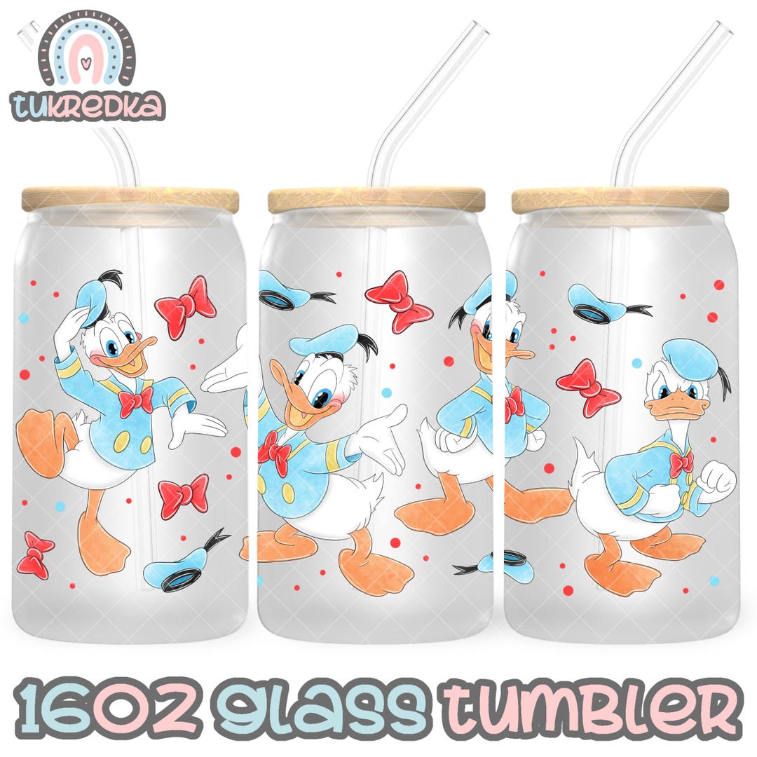 Donald Duck Cup PNG File DIGITAL DOWNLOAD 16oz Glass Tumbler Design ...