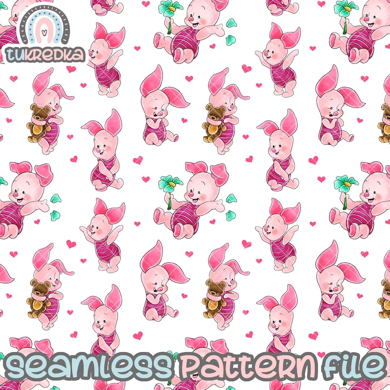 Winnie the Pooh Piglet Seamless Pattern, Digital Paper Background ...