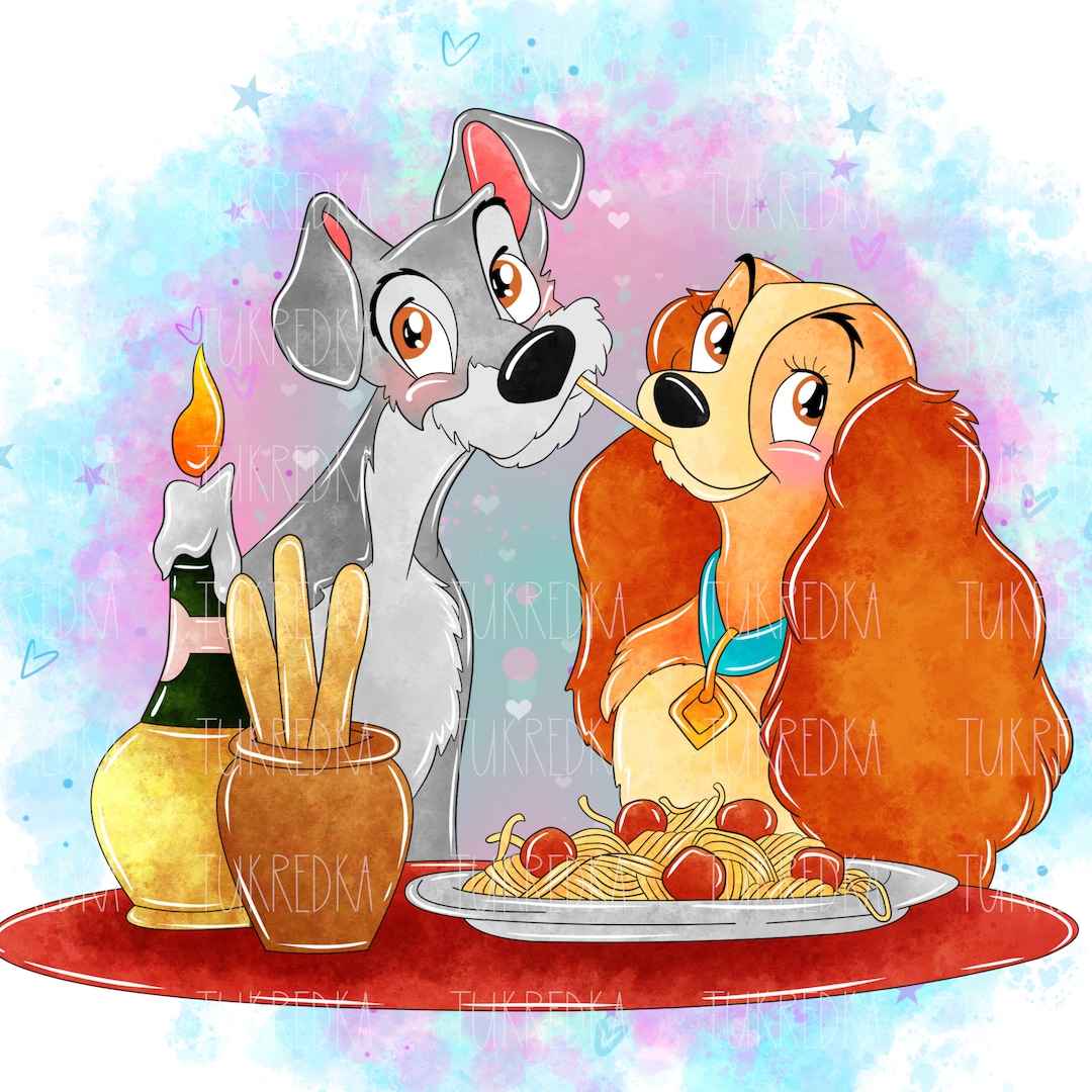 Lady and the Tramp Clip Art PNG, Cartoon Sublimation PNG Clipart ...