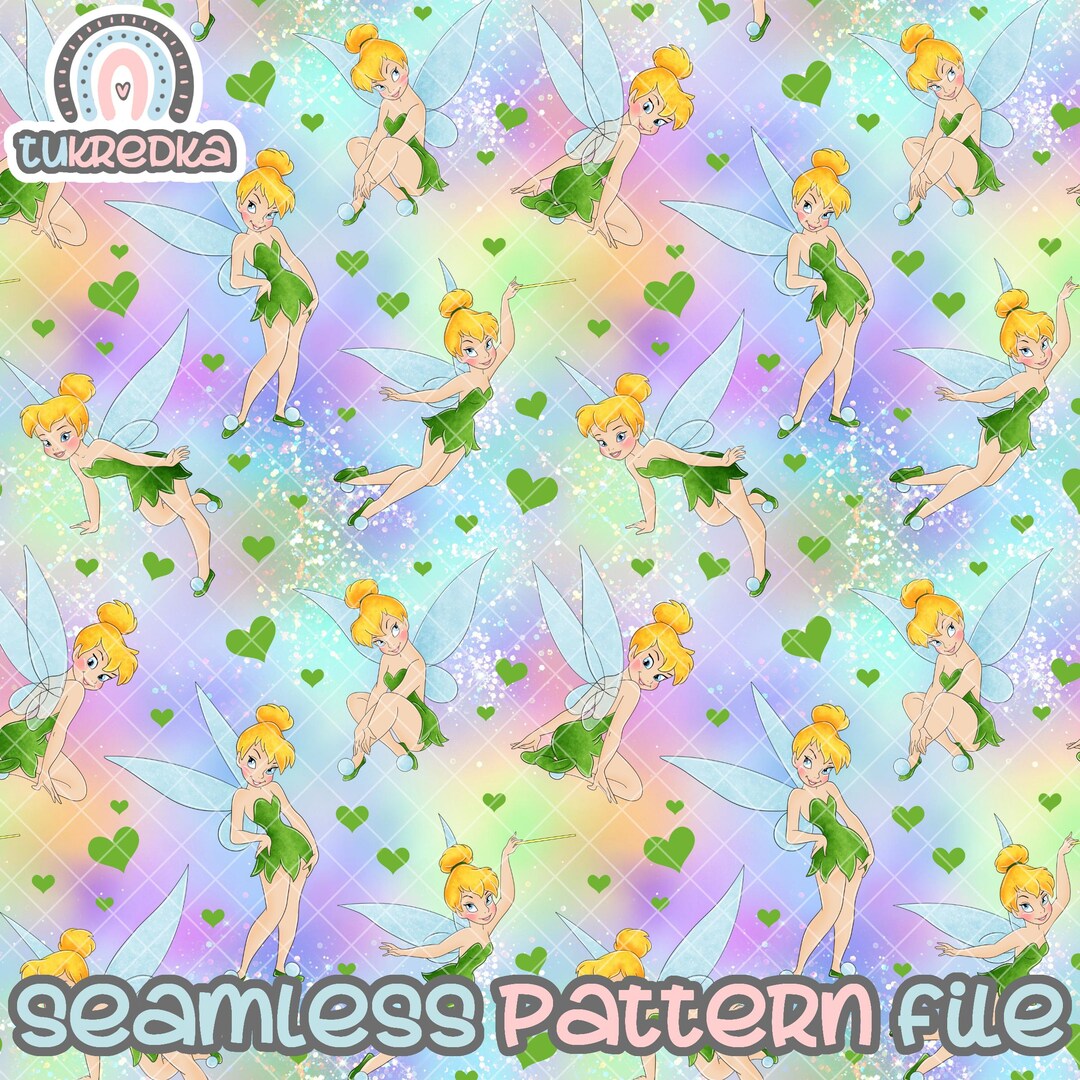 Tinkerbell Seamless Pattern, Digital Paper Background Download JPG - Etsy