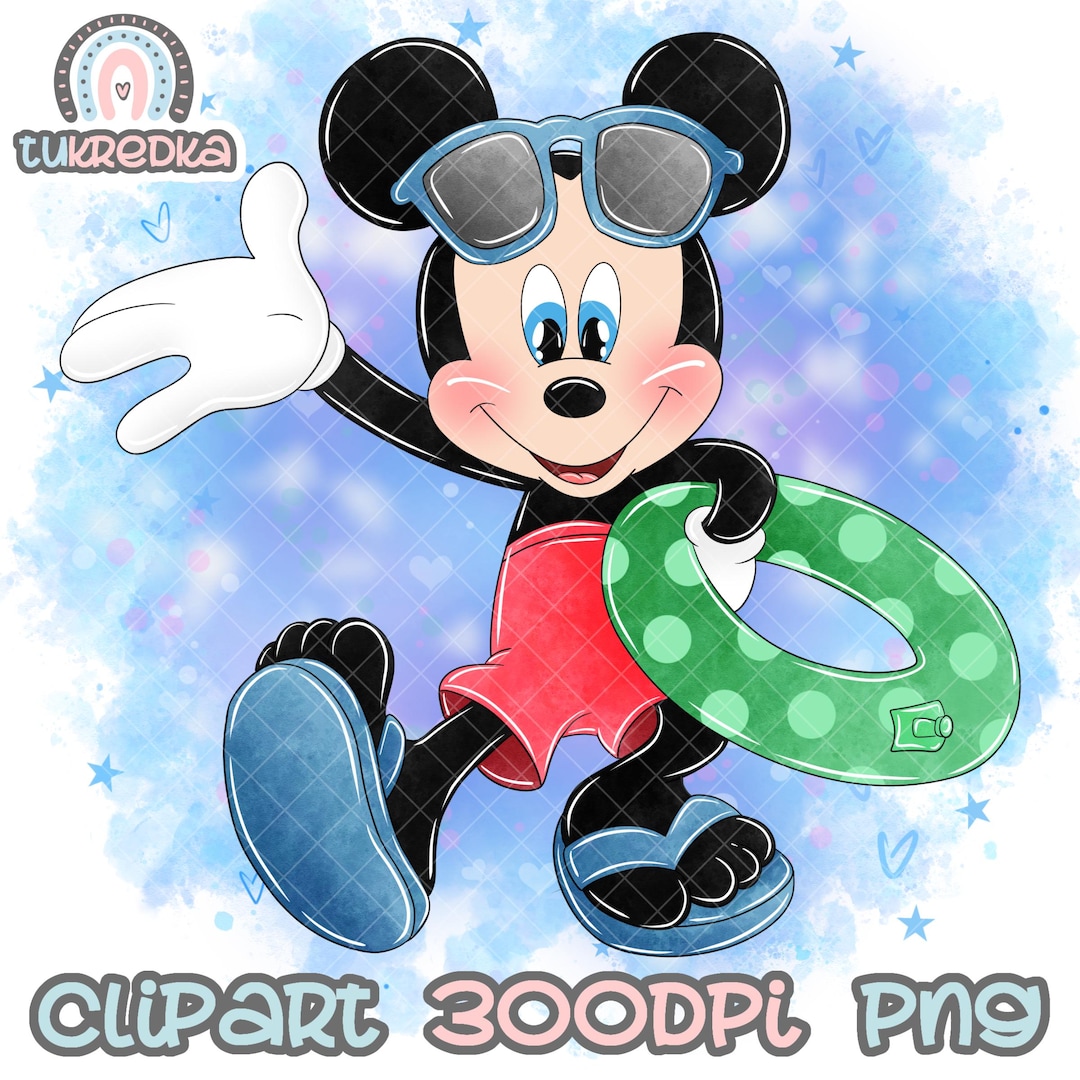 Mickey Mouse Beach Clipart, PNG Clip Art, Cartoon Sublimation PNG - Etsy