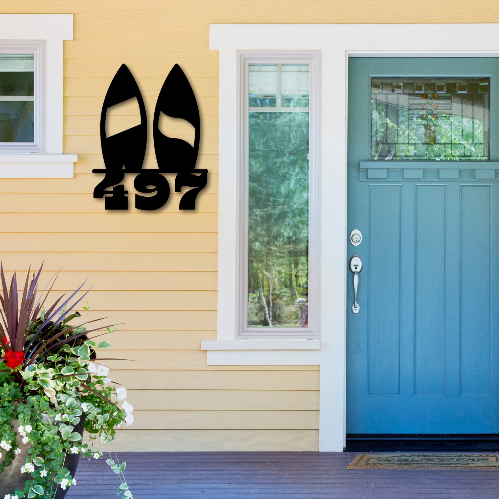 Surfboard Sign, Surfing Address Sign, Surfboard Address Sign, Metal ...