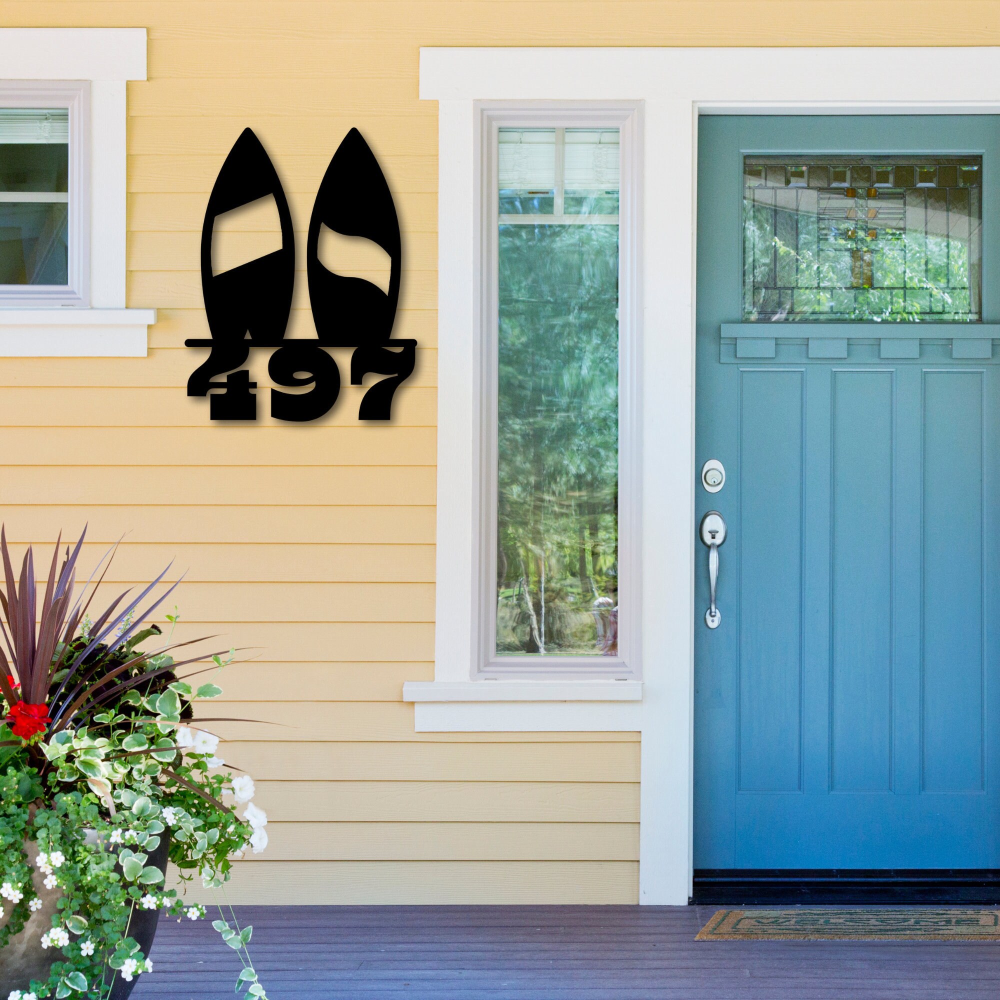 Surfboard Sign, Surfing Address Sign, Surfboard Address Sign, Metal ...