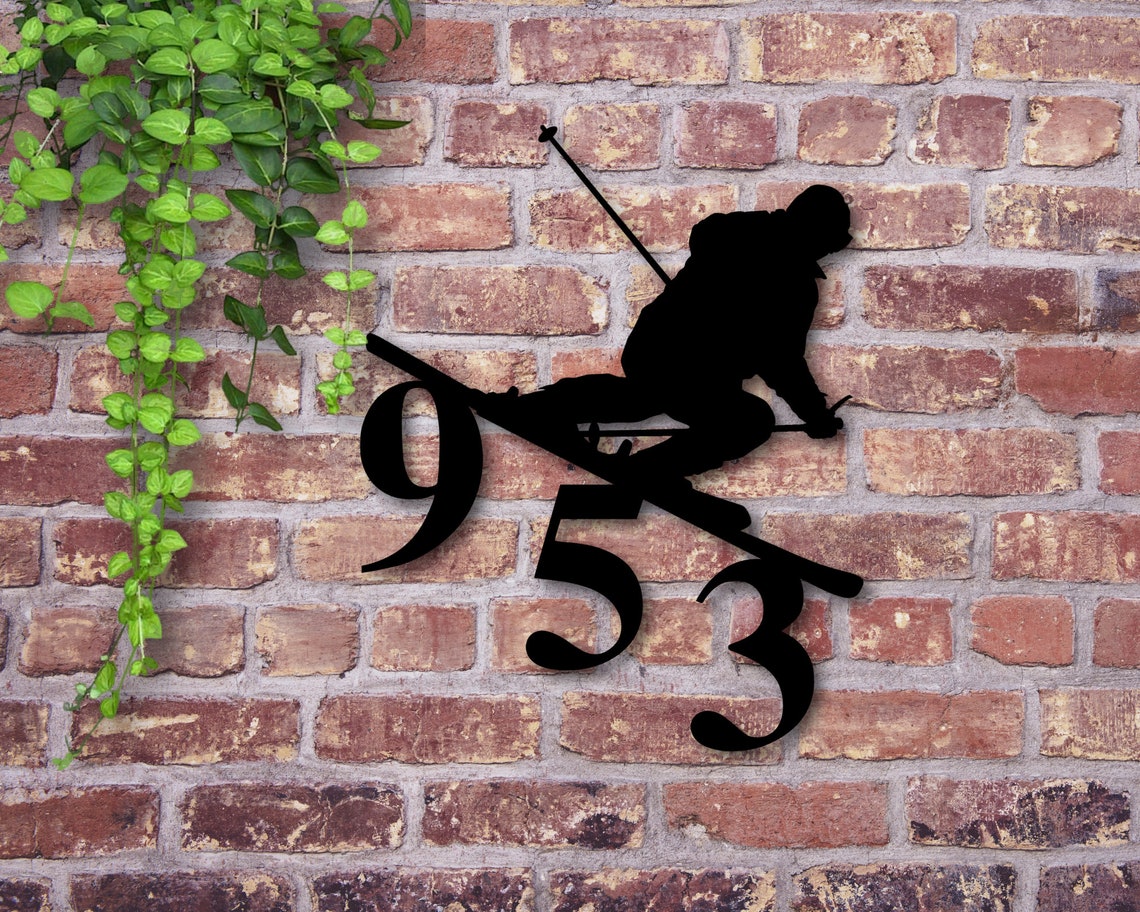Ski Sign, Mountain Skier Sign, Ski Address Sign, Custom Ski Sign ...