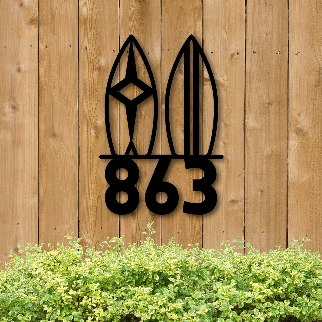 Surfboard Sign, Surfing Address Sign, Surfboard Address Sign, Metal ...