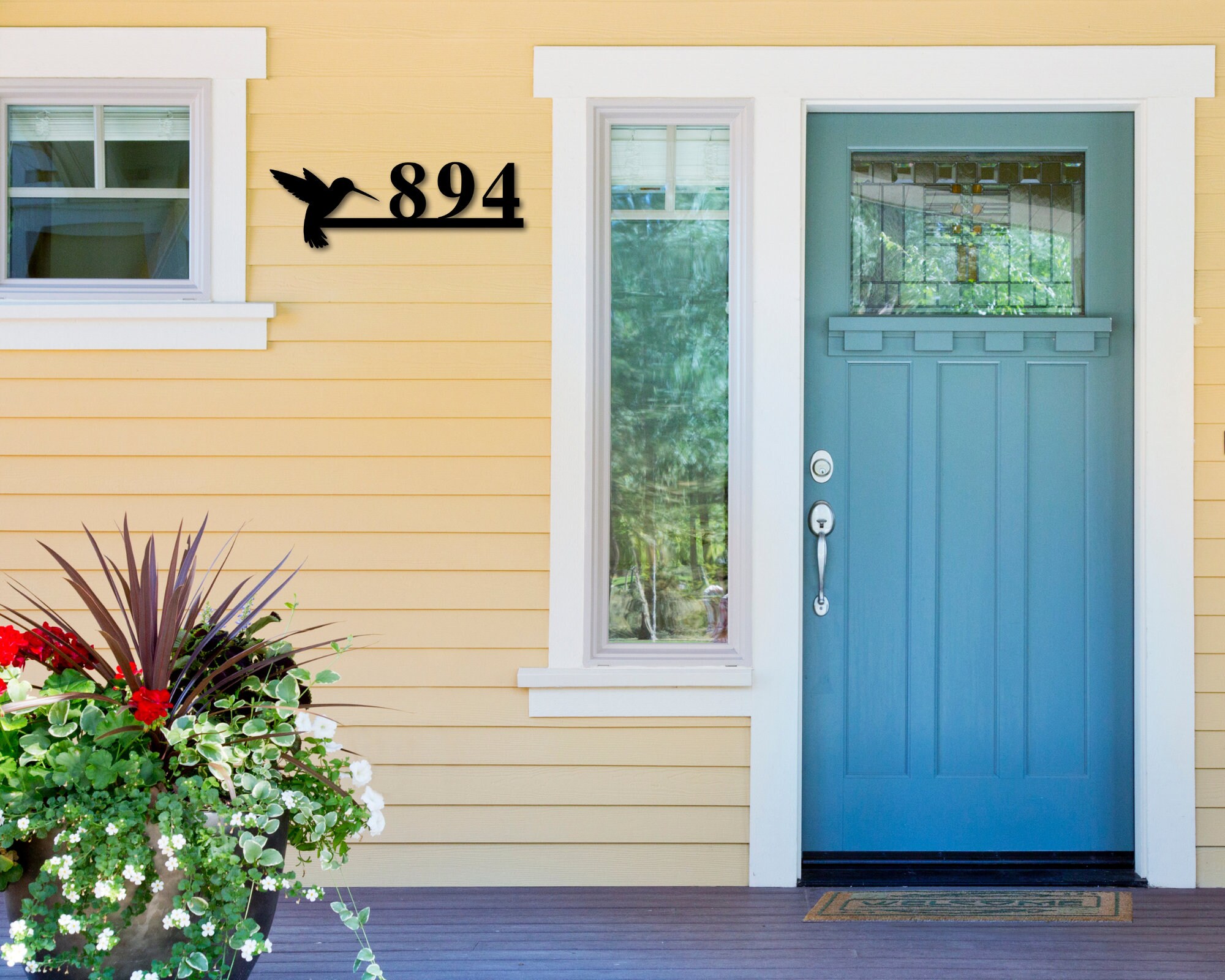 Hummingbird Address Sign, Bird Address Sign, Home Address Sign, Metal ...