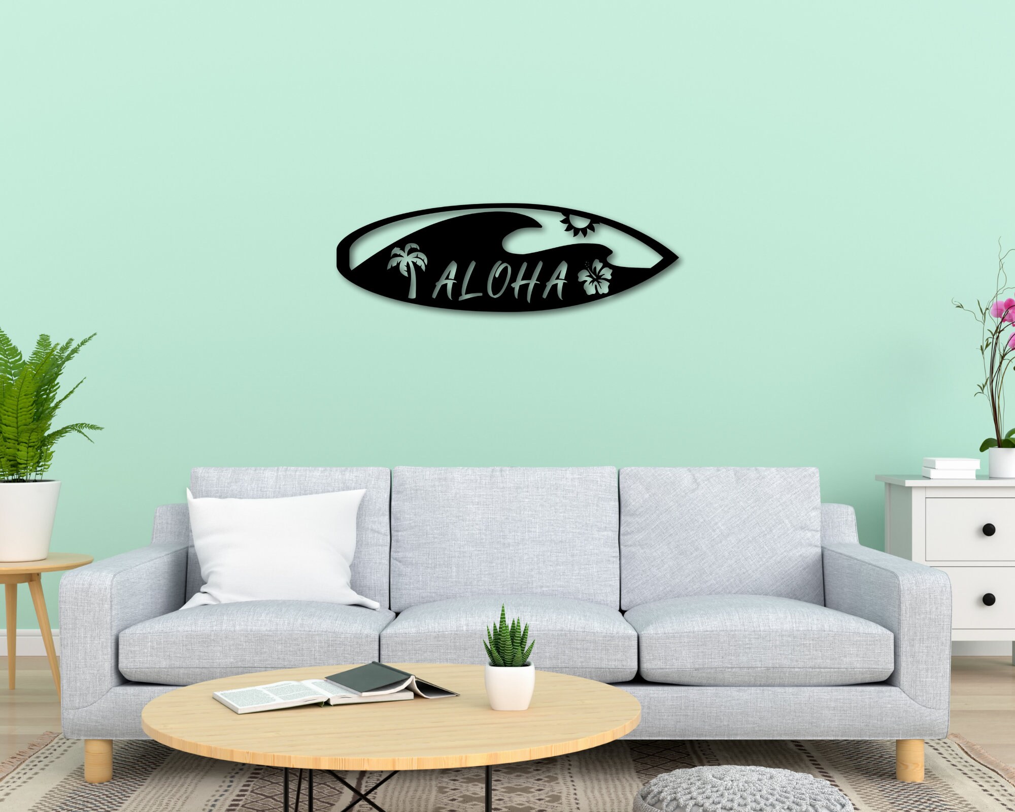 Metal Surfboard Sign, Surfing Wall Art, Beach Metal Wall Art, Metal ...