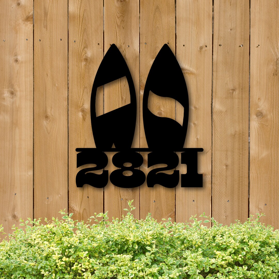 Surfboard Sign, Surfing Address Sign, Surfboard Address Sign, Metal ...
