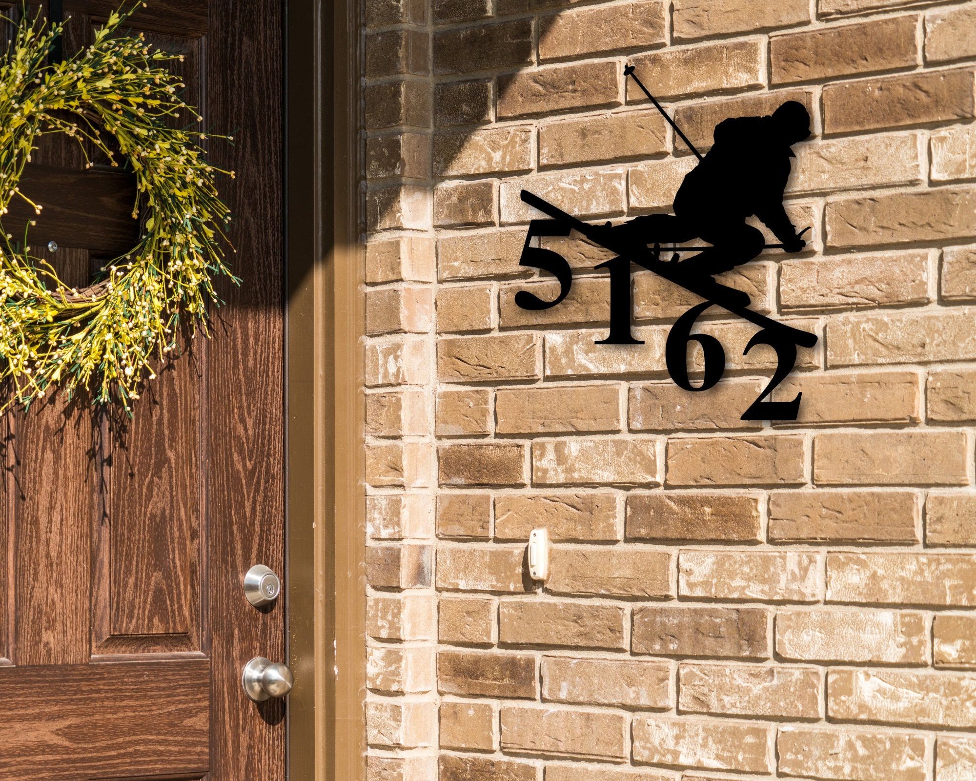 Ski Sign, Mountain Skier Sign, Ski Address Sign, Custom Ski Sign ...