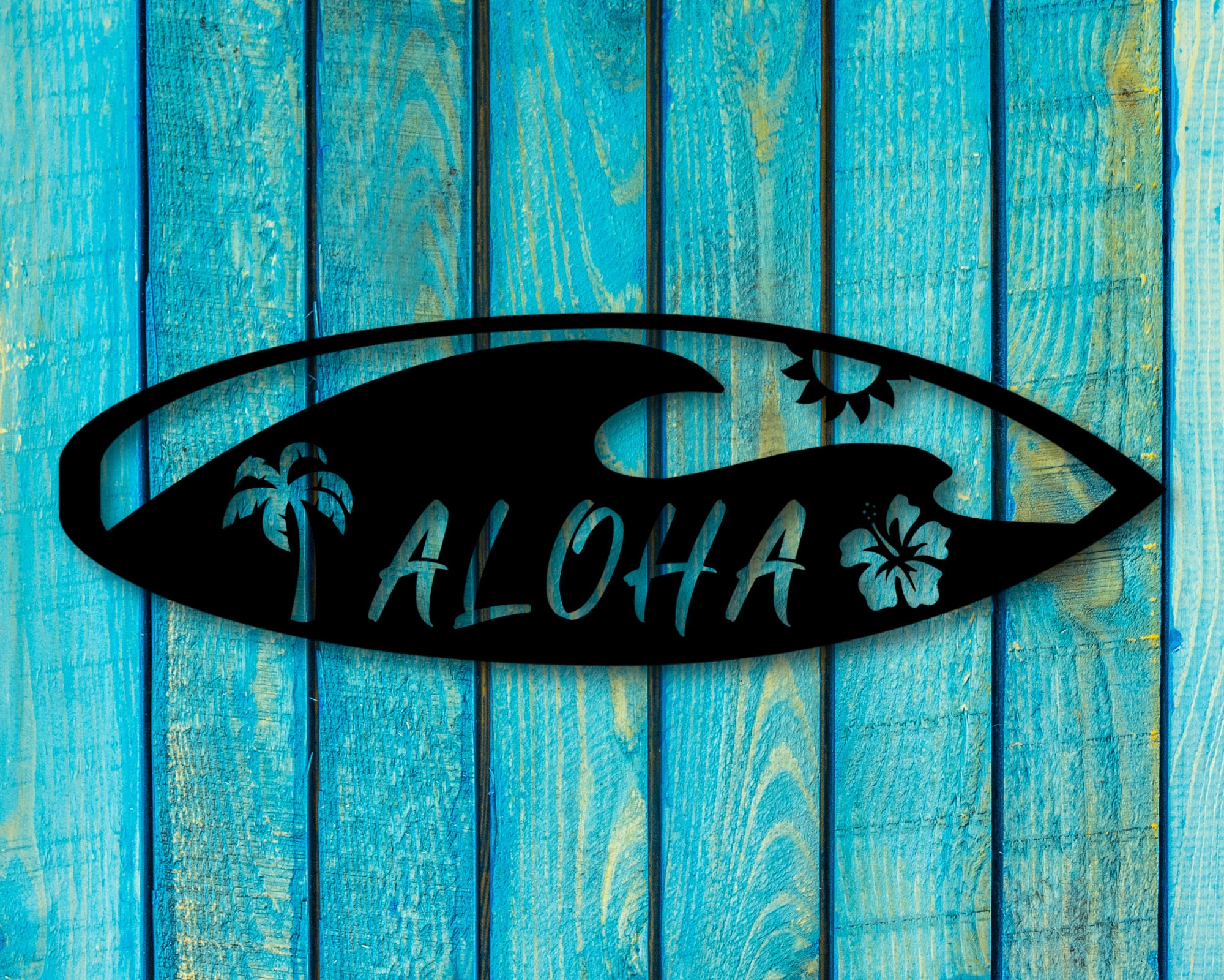 Metal Surfboard Sign, Surfing Wall Art, Beach Metal Wall Art, Metal ...