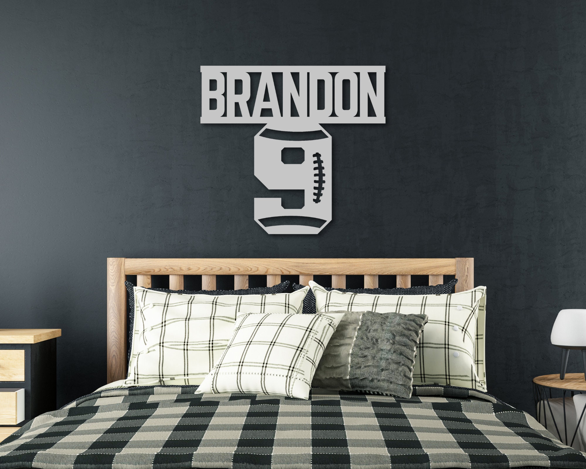 Football Name Sign Custom Football Sign Metal Football Sign - Etsy