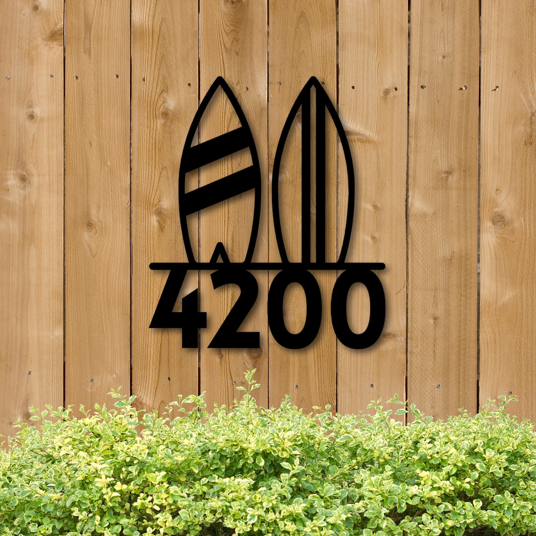 Surfboard Sign, Surfing Address Sign, Surfboard Address Sign, Metal ...