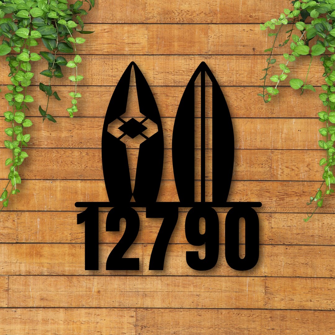 Surfboard Sign, Surfing Address Sign, Surfboard Address Sign, Metal ...