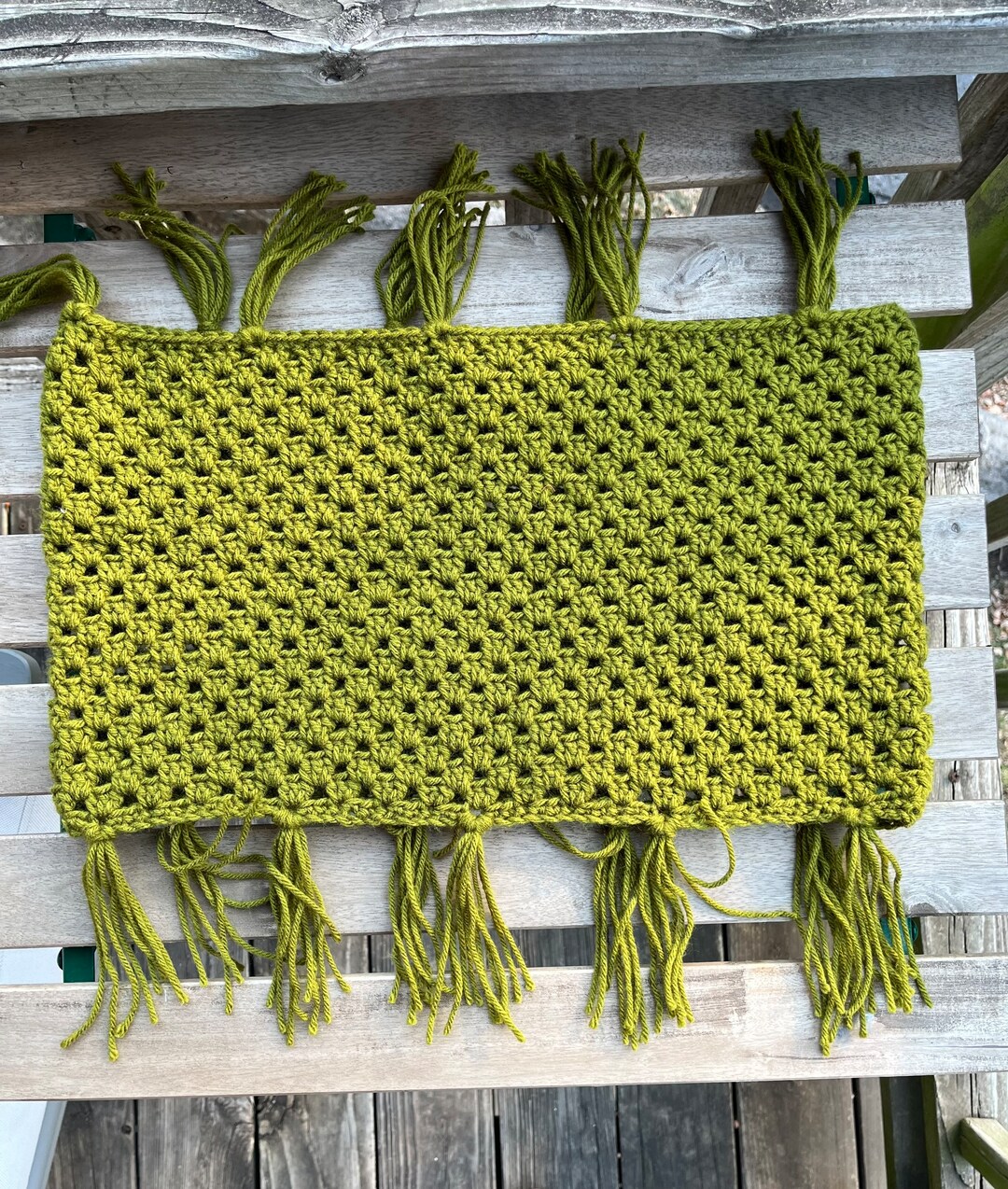 Olive Green Granny Stitch Funnel Scarf - Etsy