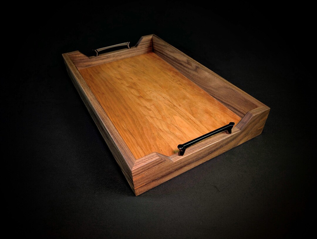 Handcrafted Wood Serving Tray With Elegant Bronze Handles - Etsy