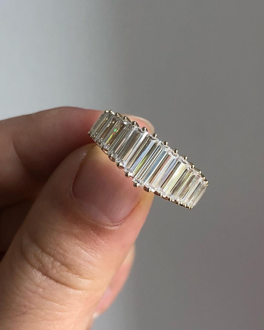 Vintage Moissanite Wedding Band Baguette Cut Moissanite Bridal Etsy