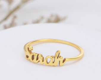 Personalized Couples Ring Custom Name Ring Gold Monogram - Etsy