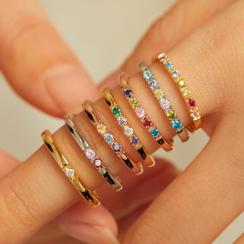 Birthstone Rings - Etsy