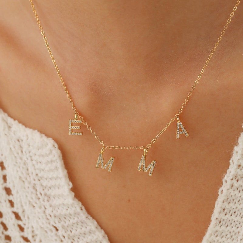 Dangle Letter Necklace - Etsy