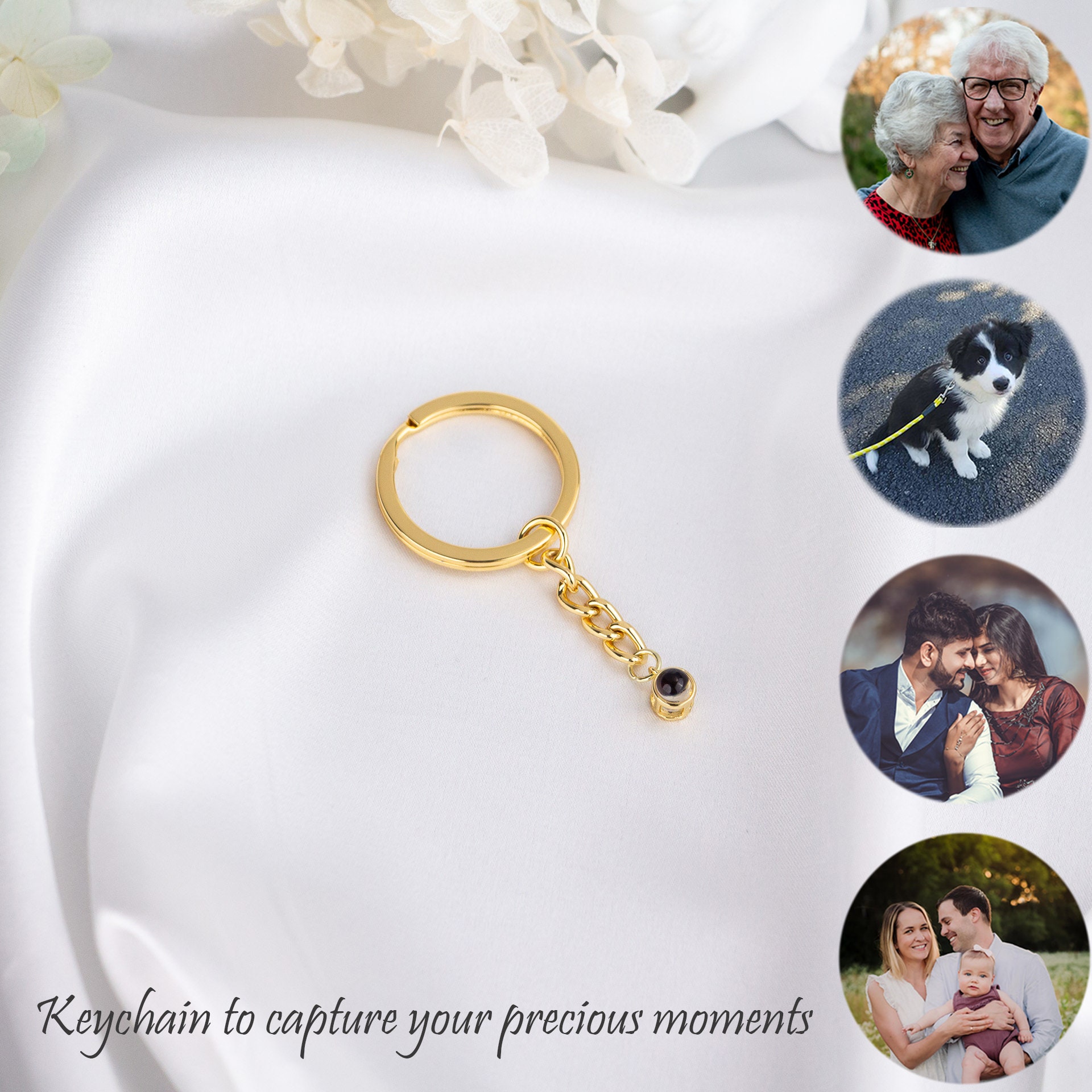 Projection Photo Keychain in Gold / Silver / Rose Gold Custom - Etsy
