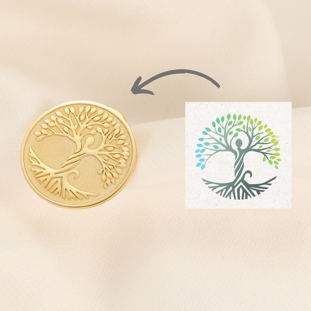 Custom Logo Brooch in Gold / Silver / Rose Gold Personalized Image ...