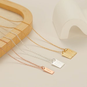 Family Kids Name Tag Necklace, Custom Dainty Engraved Nameplate ...