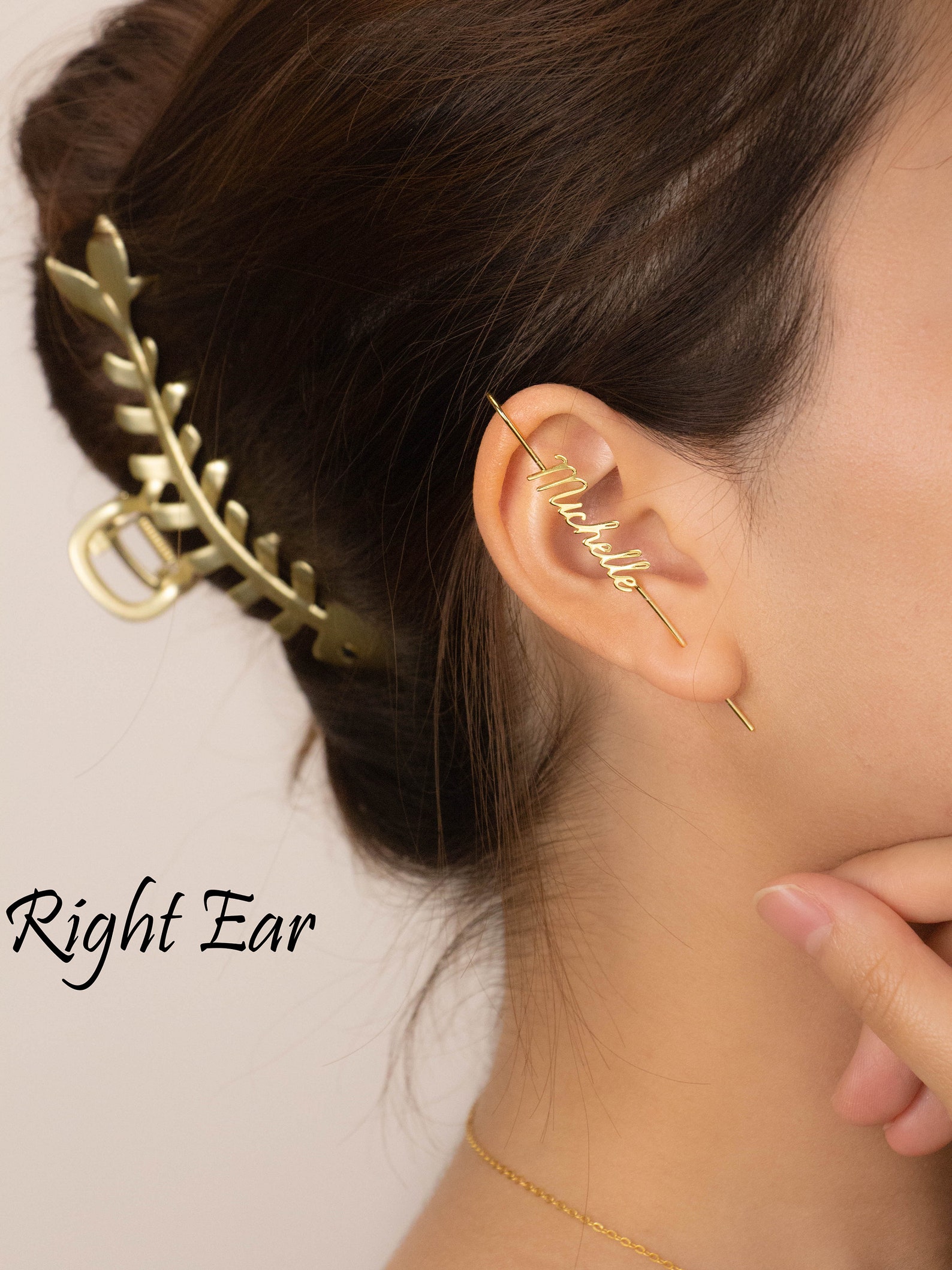 Custom Name Ear Wrap Crawler Hook Earrings, 925 Sterling Silver ...