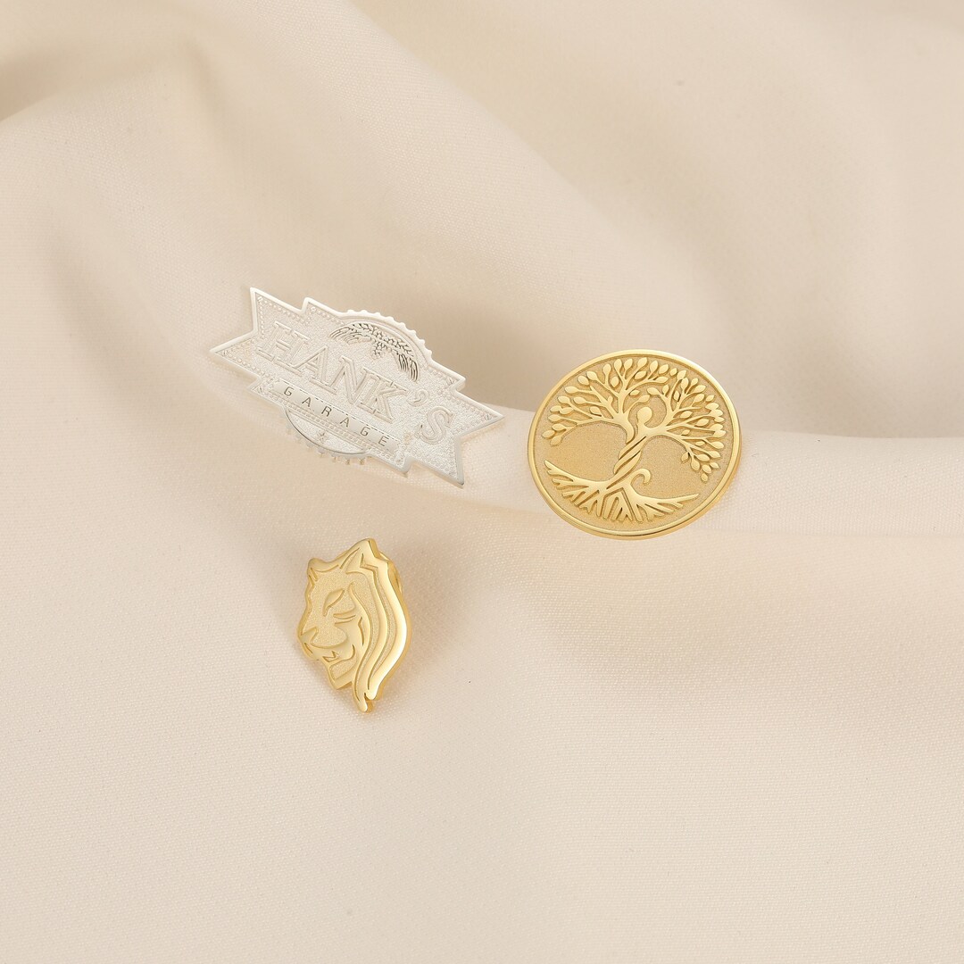 Custom Logo Brooch in Gold / Silver / Rose Gold Personalized Image ...