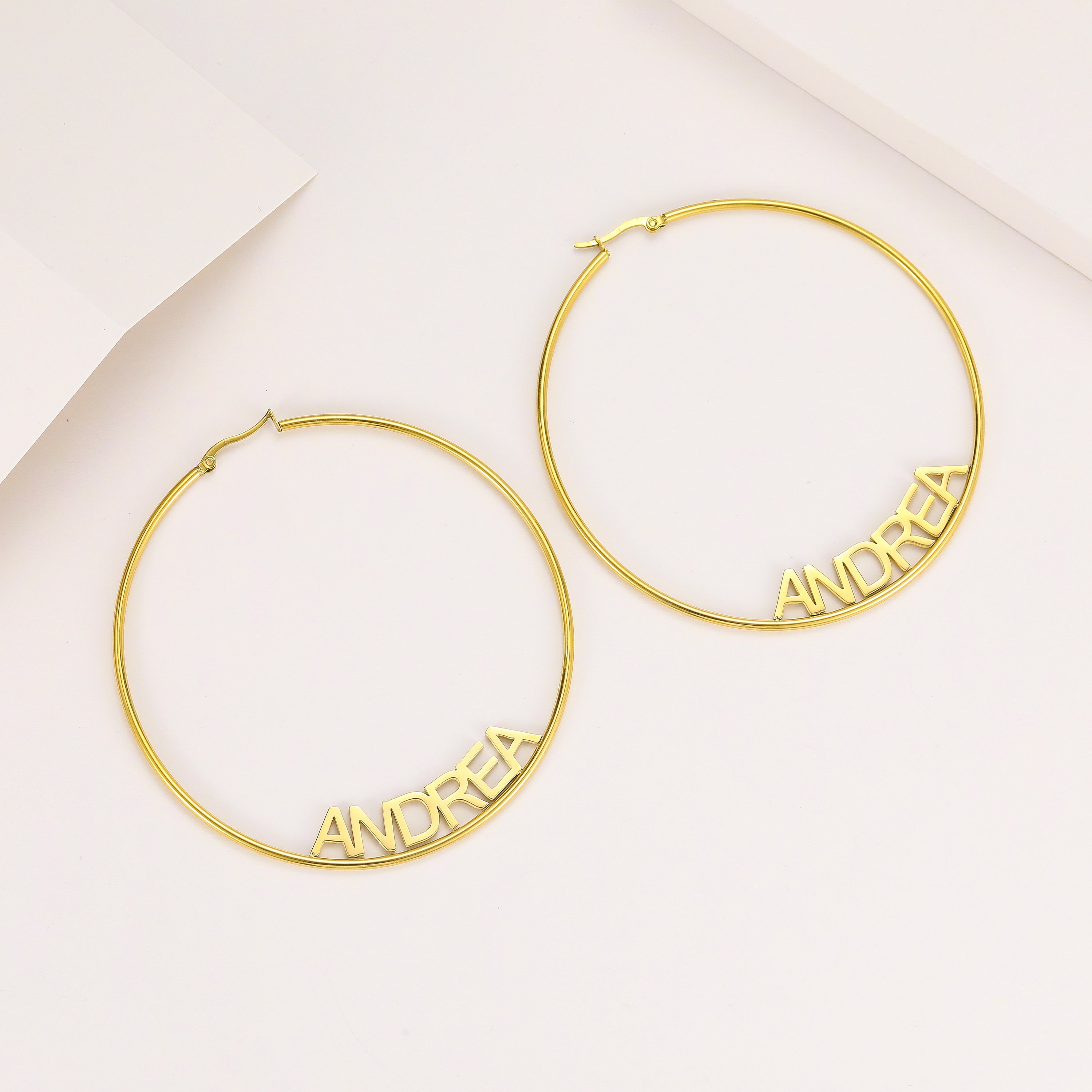 Personalized Name Hoop Earrings in Gold / Rose Gold / Silver Custom ...