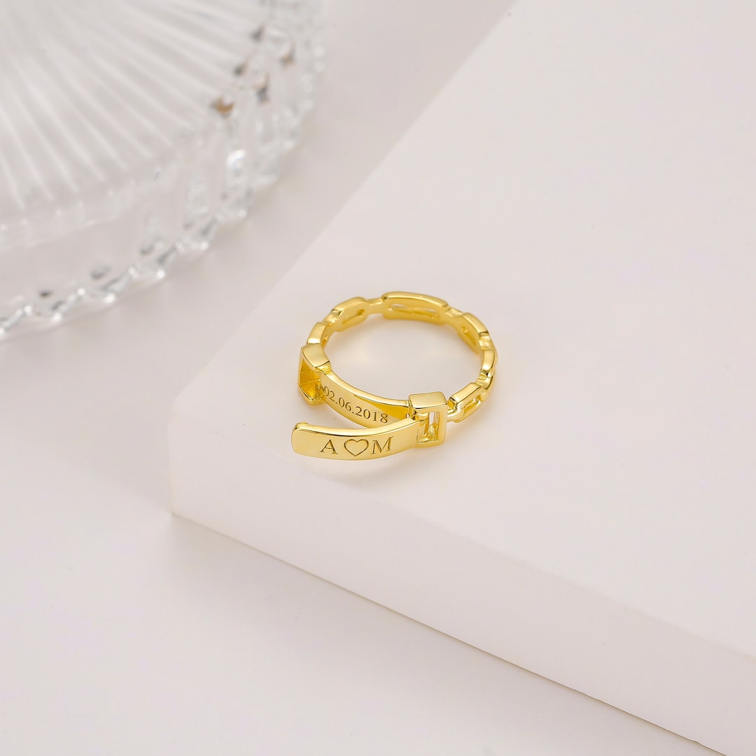Personalized Gold Ring With Secret Message Engraving, Custom Name ...