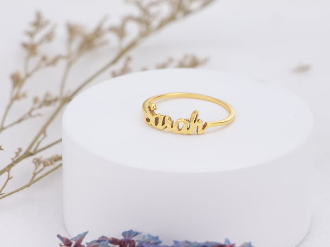 Custom Name Ring Personalised Couple Ring in 18K Gold / Silver / Rose ...