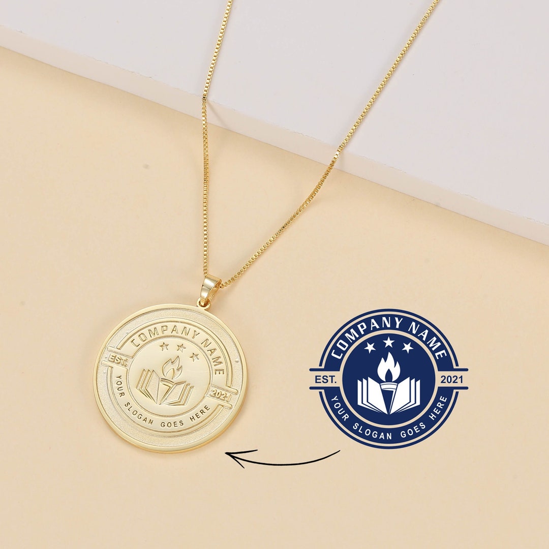 Gold Custom Logo Necklace, Personalized Image Brand Name Logo Sign Clip ...