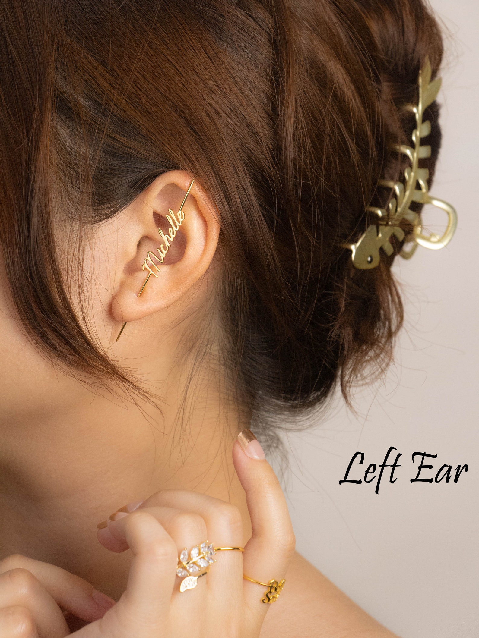 Custom Name Ear Wrap Crawler Hook Earrings, 925 Sterling Silver ...