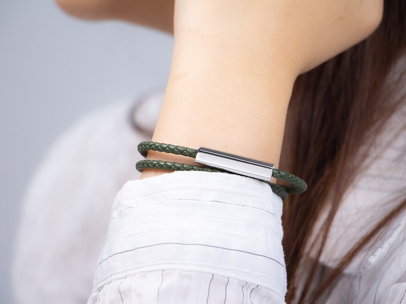 Custom Layered Leather Bracelet Personalized Engraved Mens - Etsy