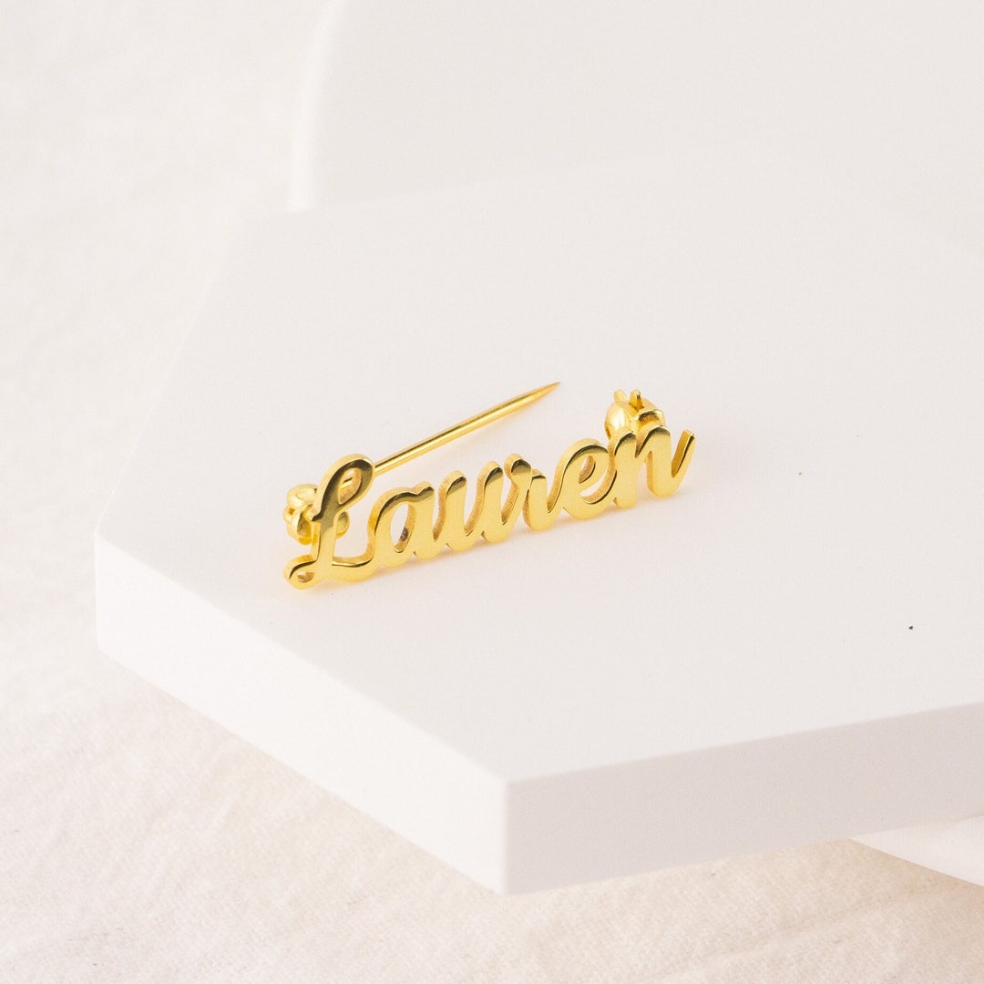 Custom Name Brooch in Gold / Silver / Rose Gold Personalized Brooch ...
