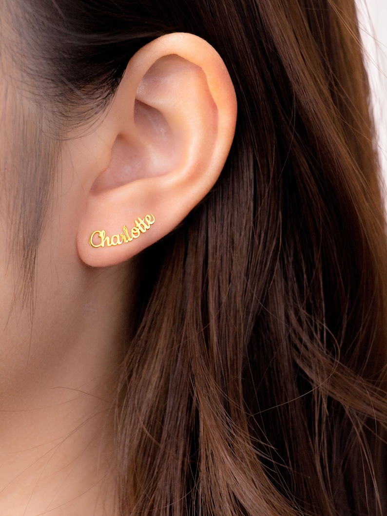 Personalized Name Stud Earrings Custom Gift Name Earring in Gold / Rose ...