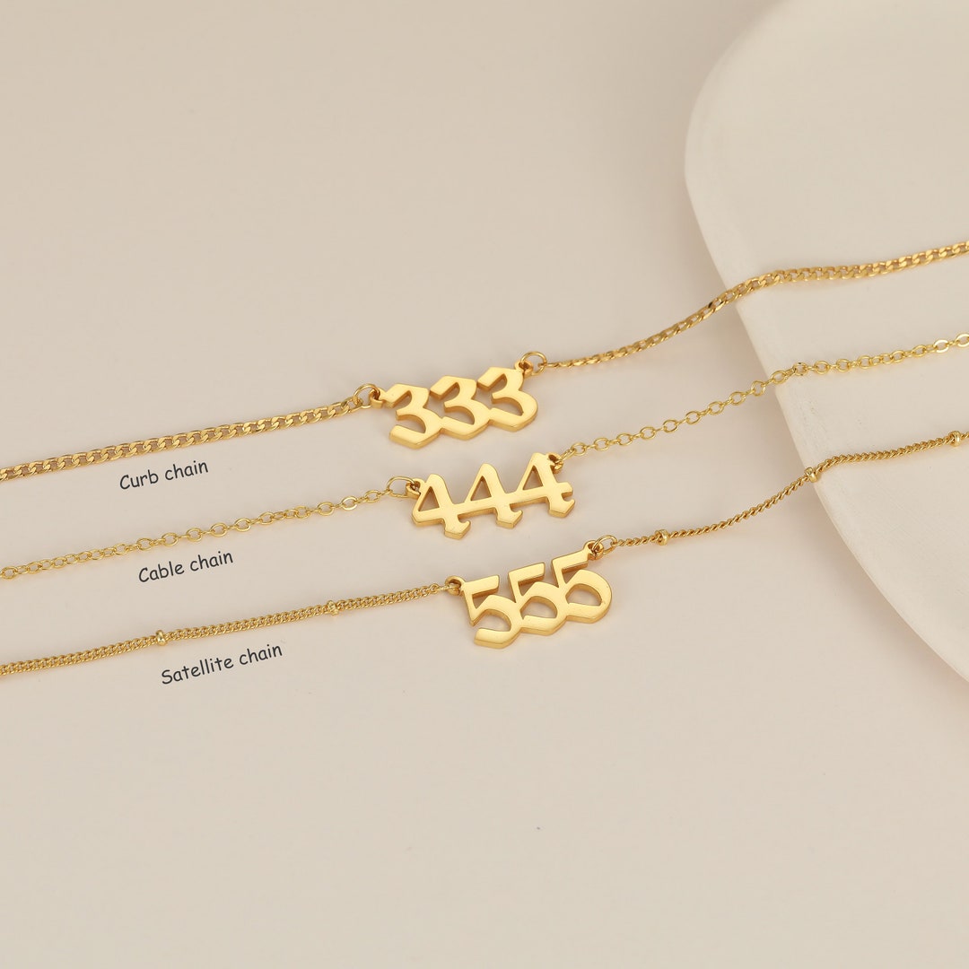Angel Number Necklace 925 Silver, Custom Number Year Necklace, 111 222 ...